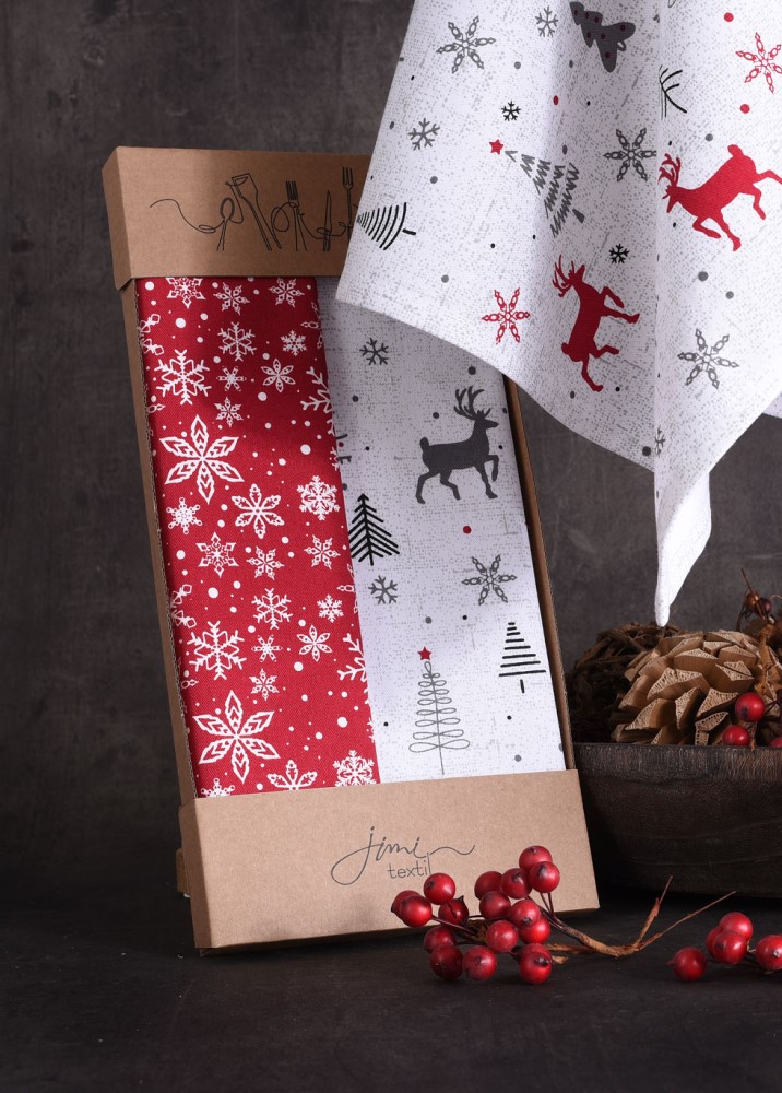 Bavlněné utěrky UT55 · Jehličí / šišky / vločky (2 ks) · JIMI Textil